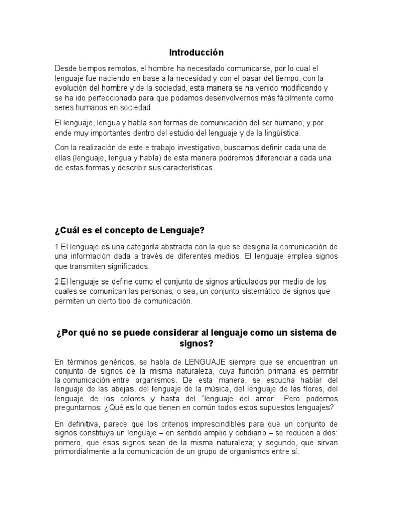 Lenguaje, lengua y habla: conceptos clave | PDF | Comunicación | Habla