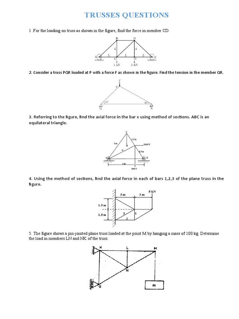 Trusses Questions | PDF