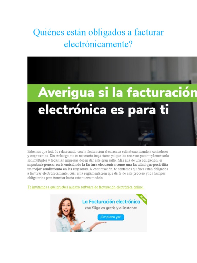 Implementacion Facturacion Electronica Quienes Onligados | PDF | Impuestos | Factura