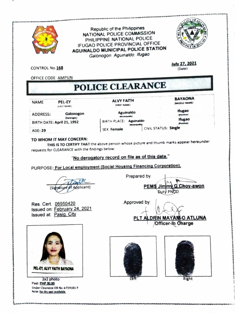 Police Clearance | PDF | Government | Justice