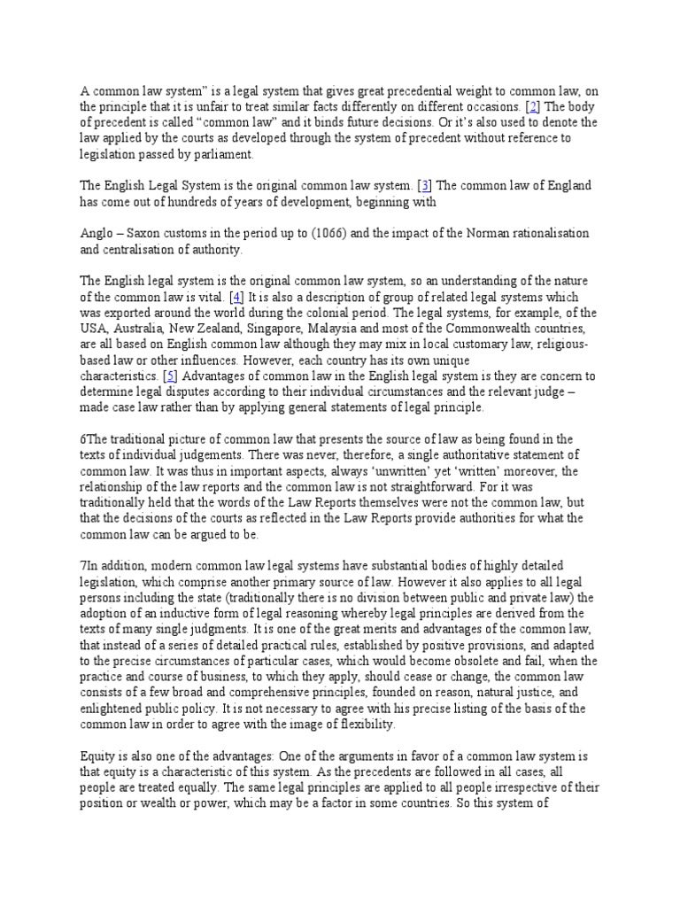 A Common Law System | PDF | Common Law | Precedent