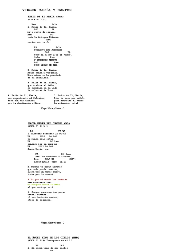 Canciones A La VIRGEN MARIA | PDF | María, madre de Jesús | Oración