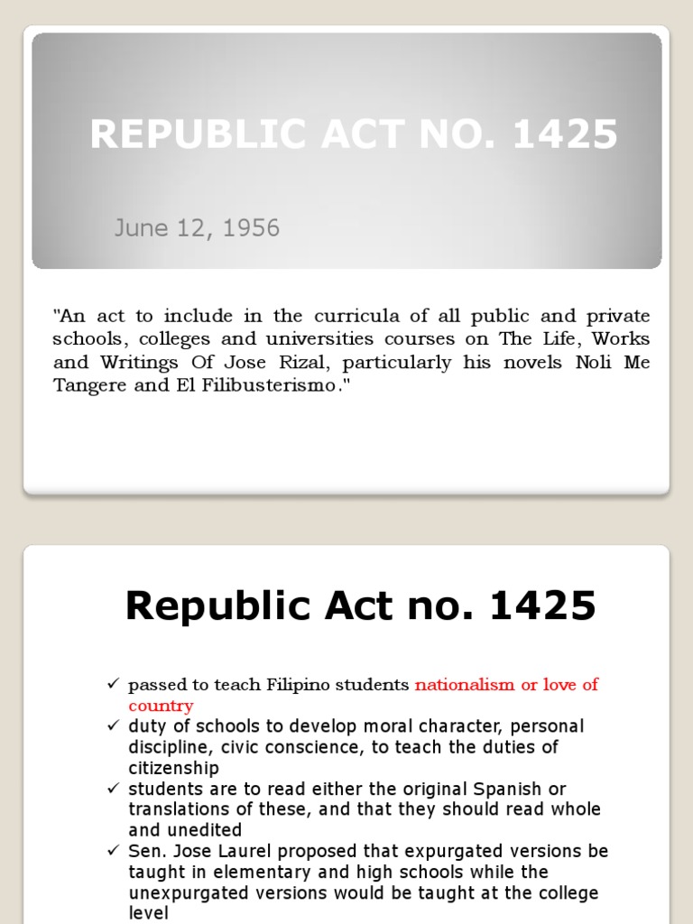 Republic Act 1425 | PDF