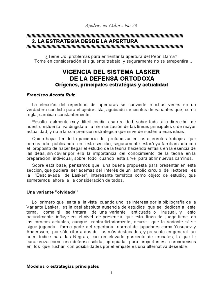 Estrategias de la Defensa Ortodoxa | PDF | Aperturas de ajedrez ...
