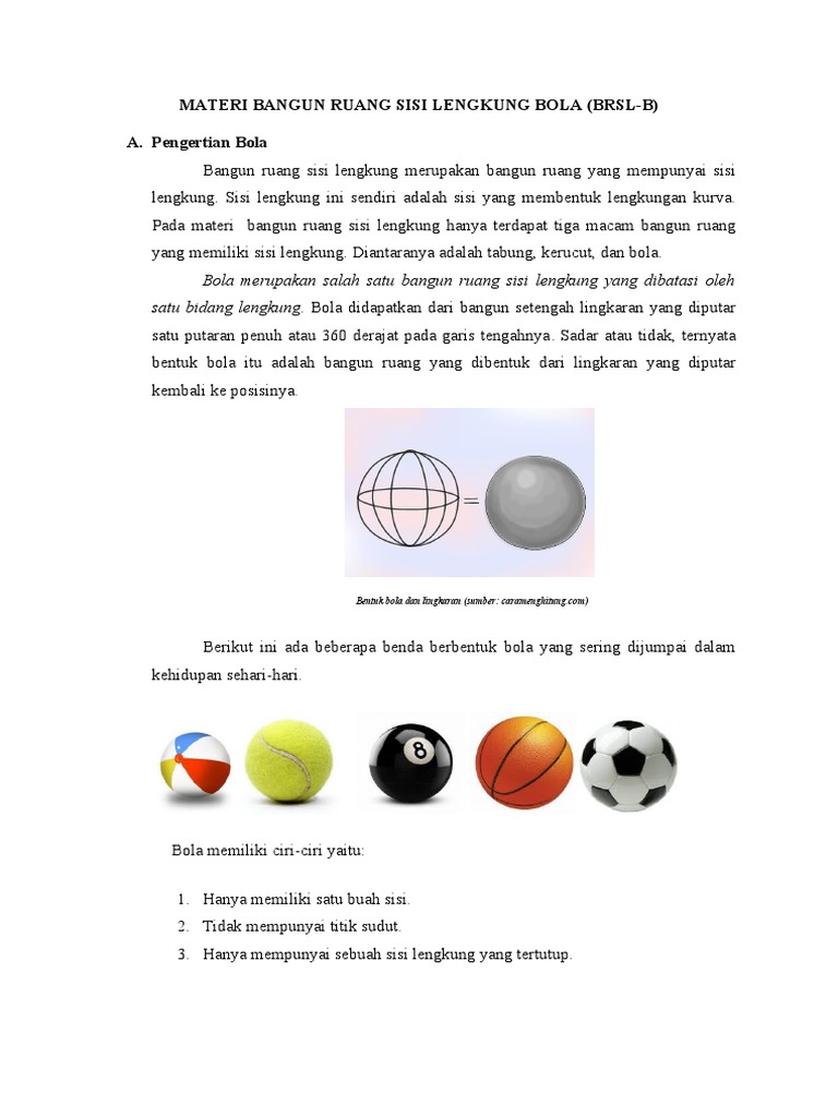 Materi Bangun Ruang Sisi Lengkung Bola | PDF