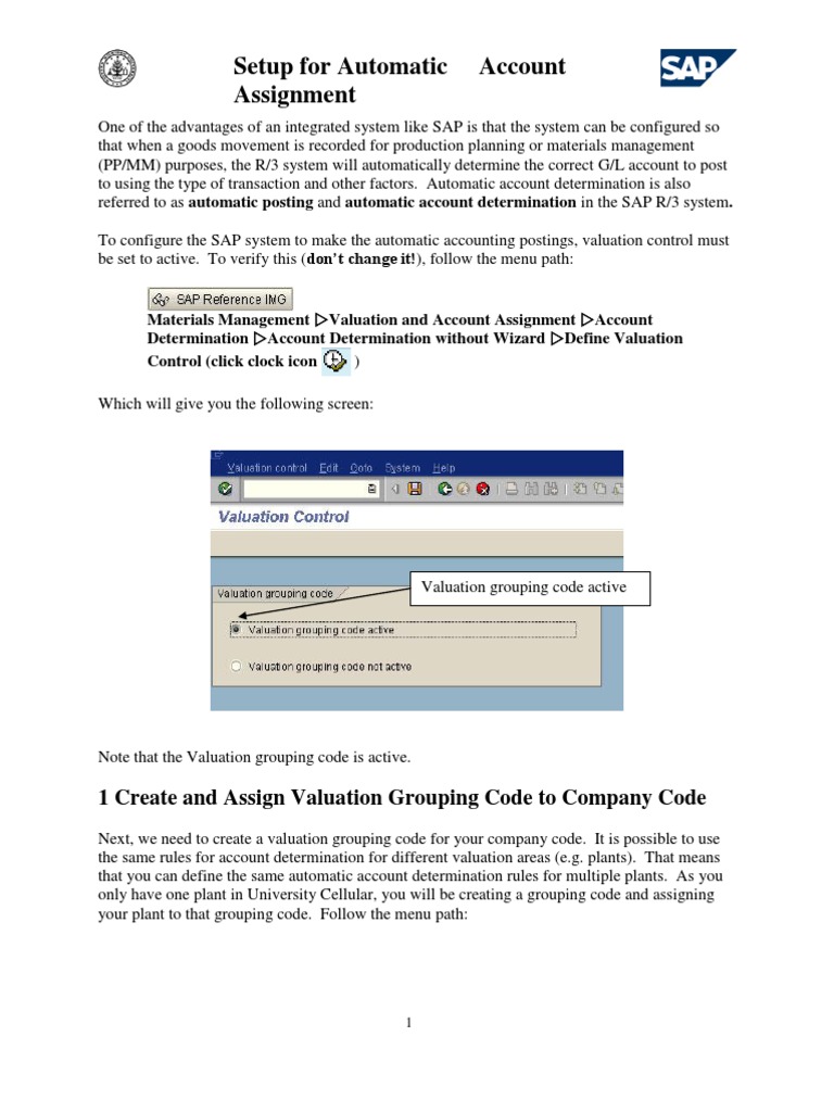 Automatic Account Assignment Configuration | PDF | Debits And Credits ...