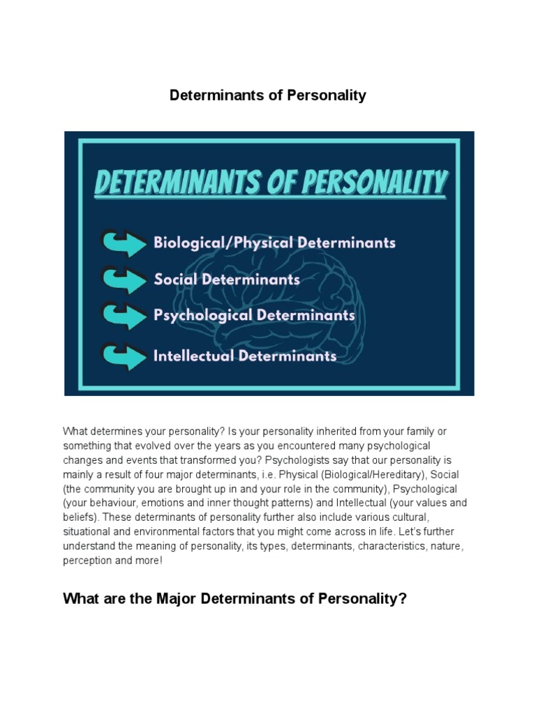 Determinants of Personality | PDF | Neuropsychological Assessment ...