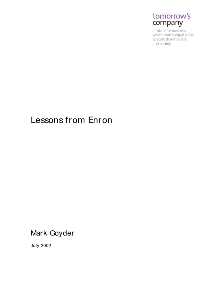 Lessons from Enron: Governance Insights | PDF | Accounting | Risk