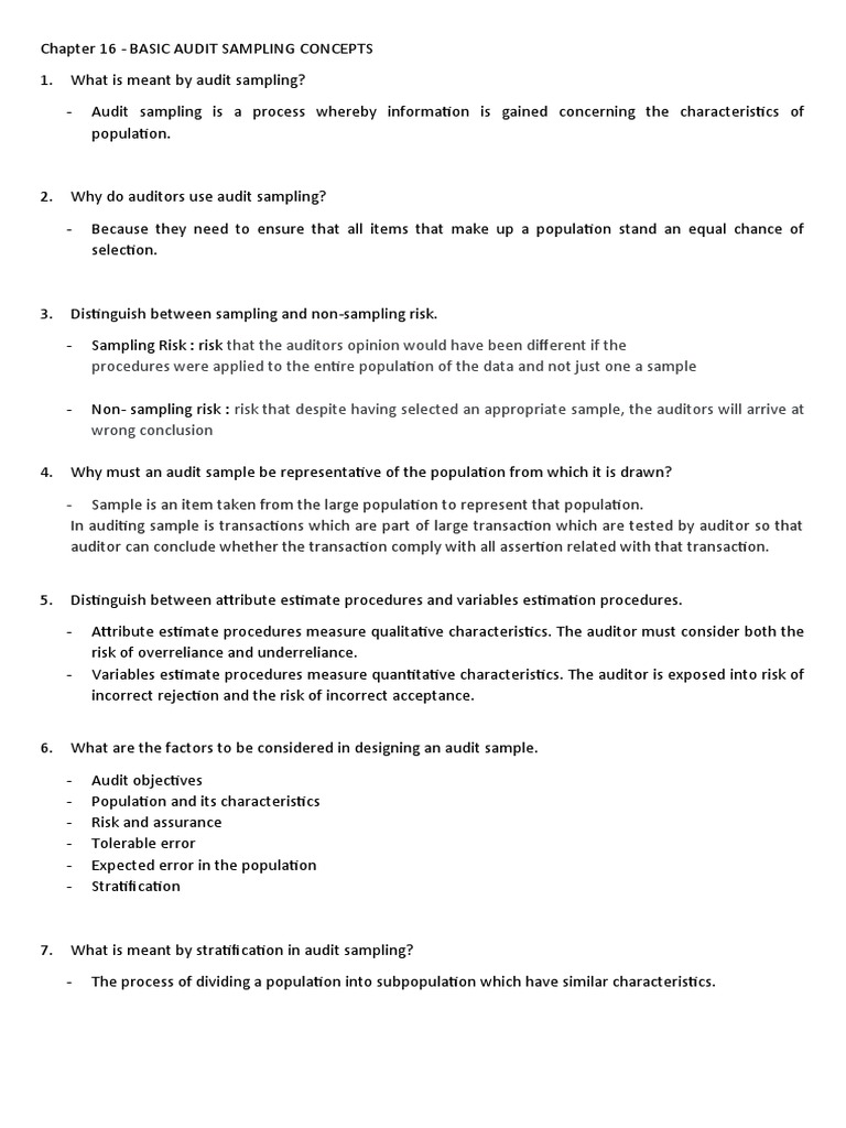 Basic Audit Sampling Concepts | PDF | Sampling (Statistics) | Audit