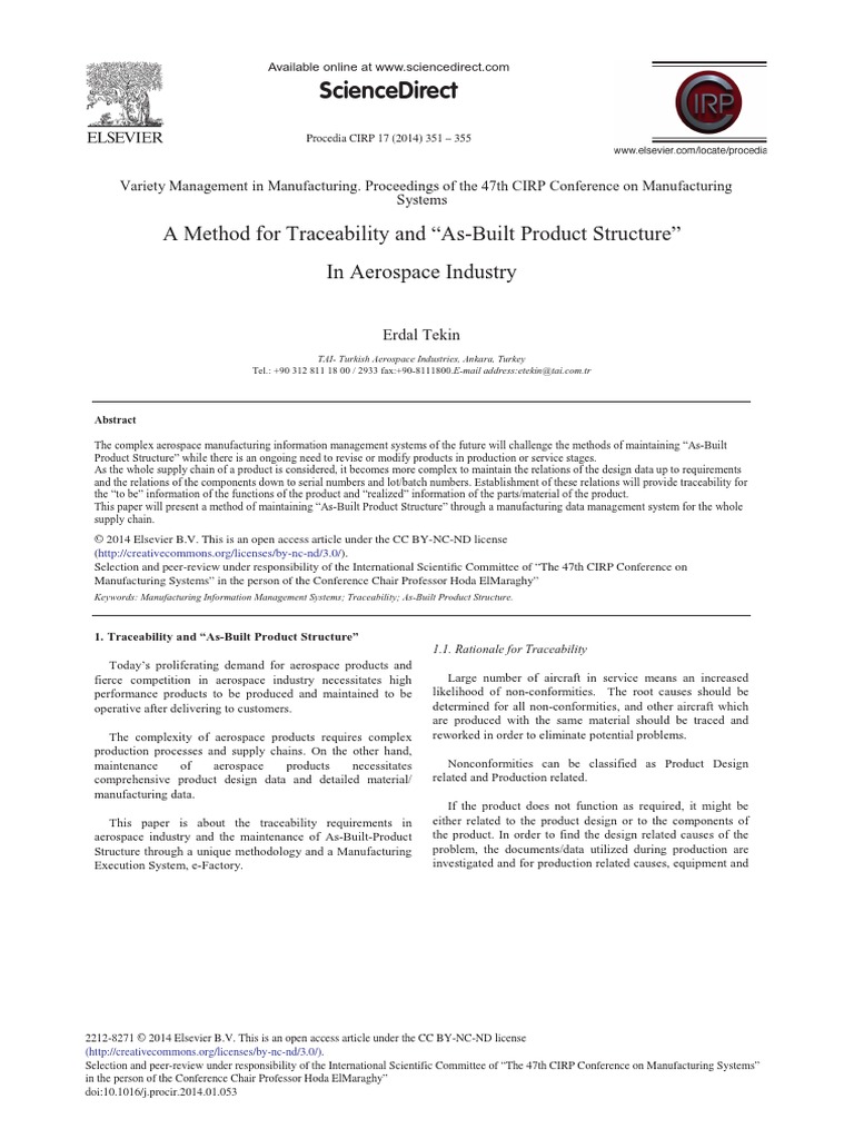 A Method For Traceability and As Built Product Structure in Aerospace ...