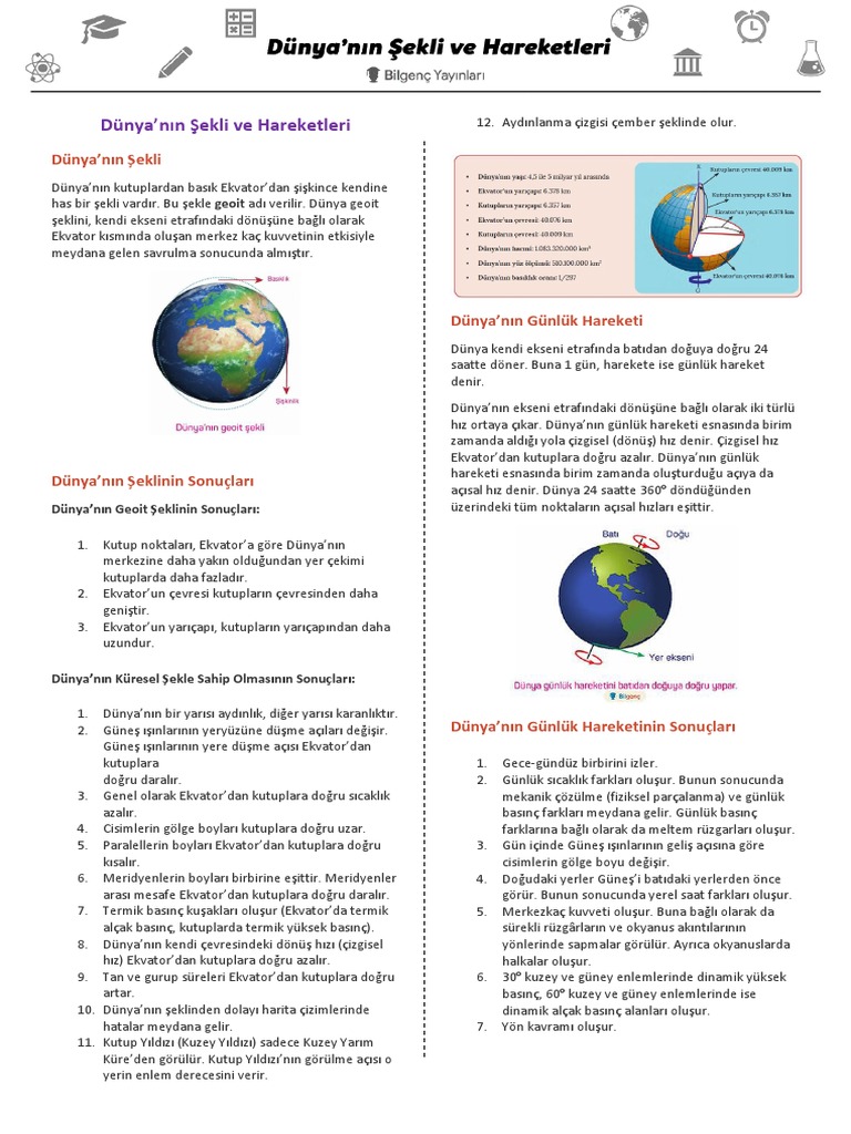 dünyanin-sekli-ve-hareketleri-ders-notu | PDF
