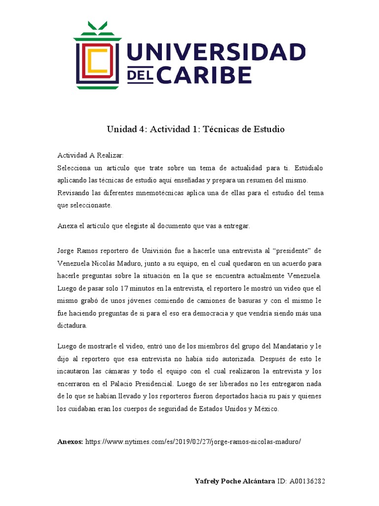 Unidad 4 Actividad 1 Te Cnicas de Estudio. PDF | PDF