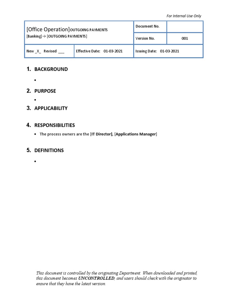 Outgoing Payments Procedure Guide | PDF | Payments | Banks