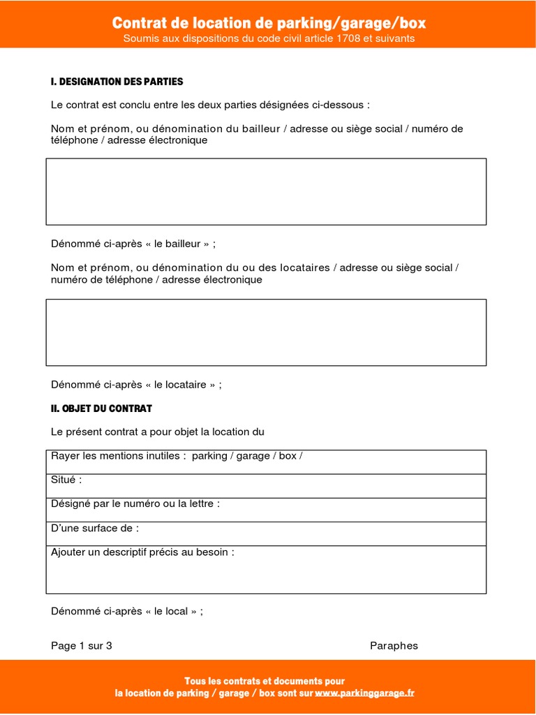 Contrat de location garage standardisé | PDF