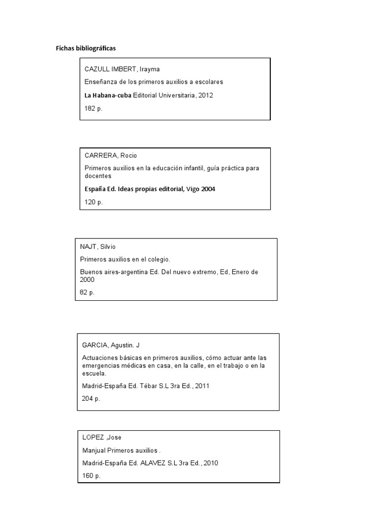 Fichas Bibliográficas | PDF