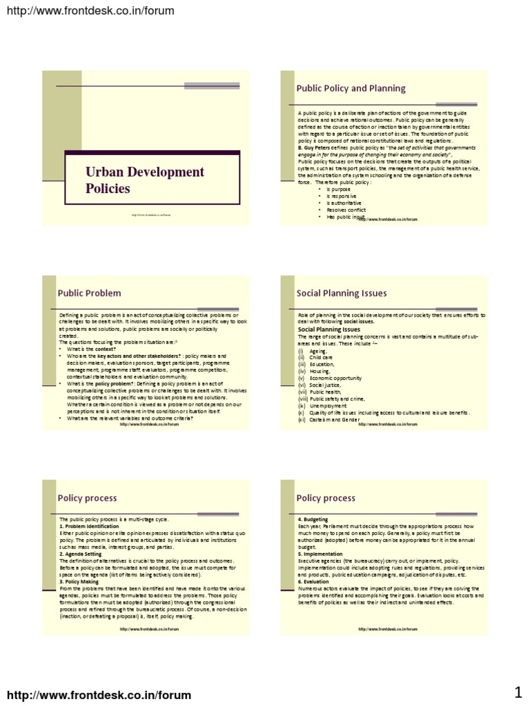 Urban Development Policies | PDF | Decision Making | Policy