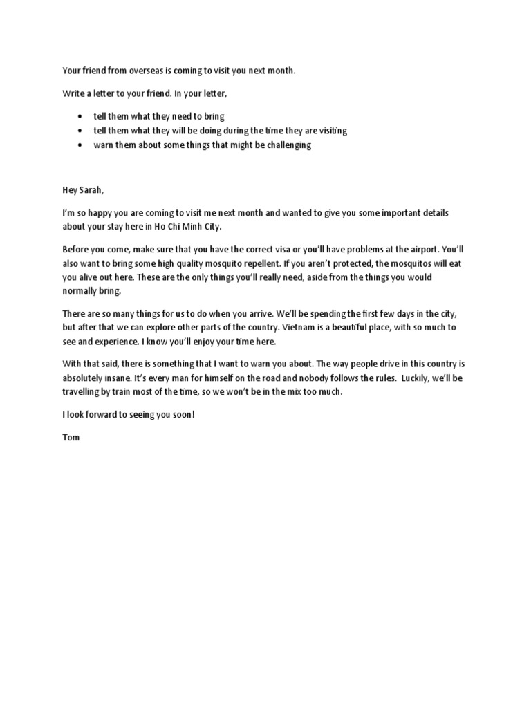 IELTS Writing Task 1 Informal Letter Sample | PDF