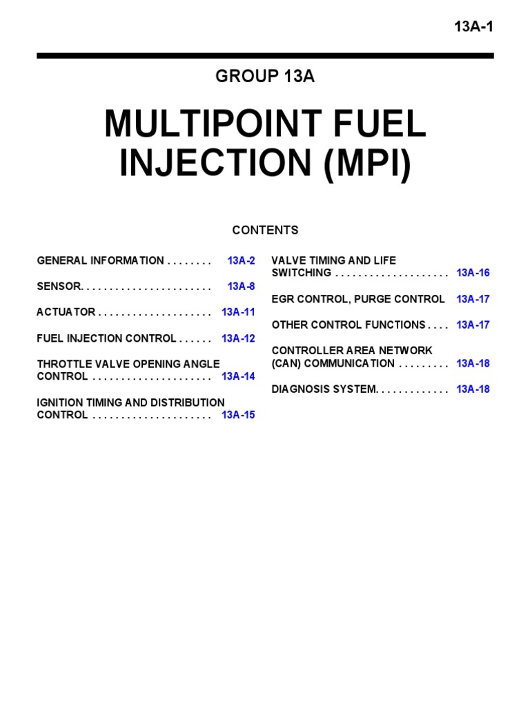 Multipoint Fuel Injection (Mpi) : Group 13A | Download Free PDF ...