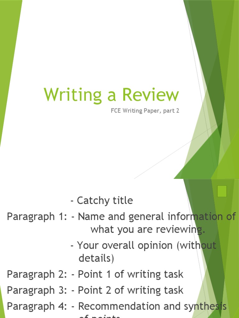 Writing A Review: FCE Writing Paper, Part 2 | PDF