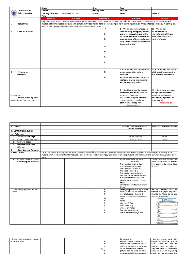 DLL English Quarter 3 WEEK 1-9 | PDF | Learning | Curriculum