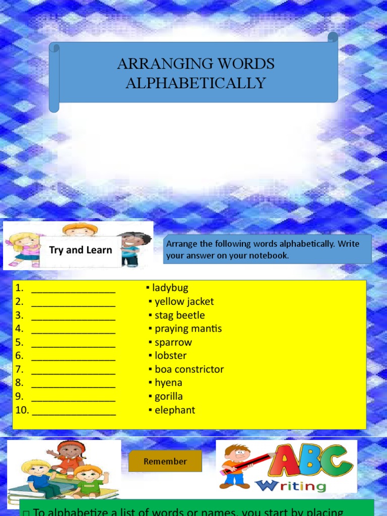Alphabetical Word Arrangement Guide | PDF | Zoology