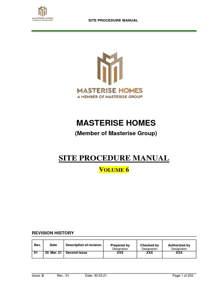 Masterise Homes Site Procedure Manual | PDF | Occupational Safety And ...