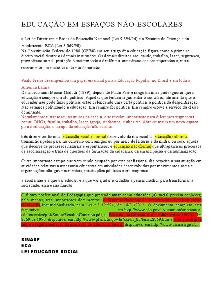 Educacao em Espacos Nao Escolares | PDF | Pedagogia | São Paulo Educacao em Espacos Nao Escolares | PDF | Pedagogia | São Paulo