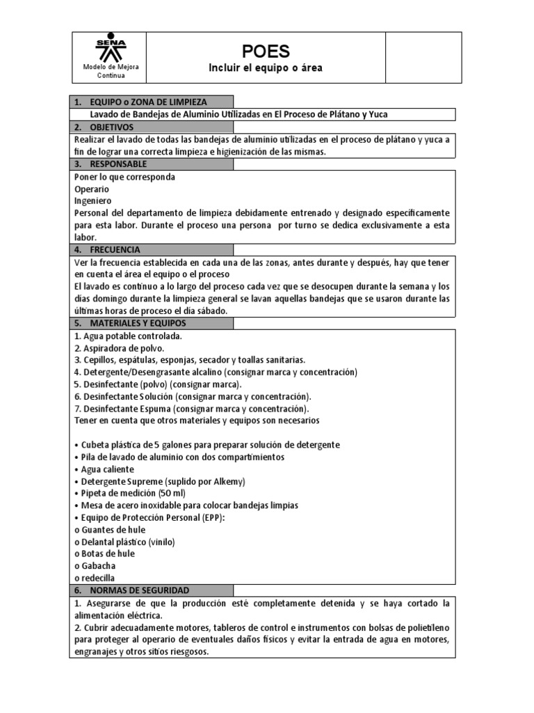 (Formato Poes) | PDF | Agua | Residuos