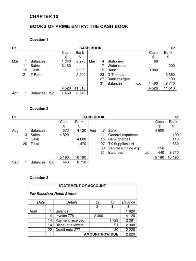 Books of Prime Entry: The Cash Book | Download Free PDF | Revenue | Expense
