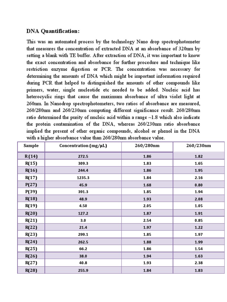 DNA Quantification | PDF | Spectrophotometry | Polymerase Chain Reaction