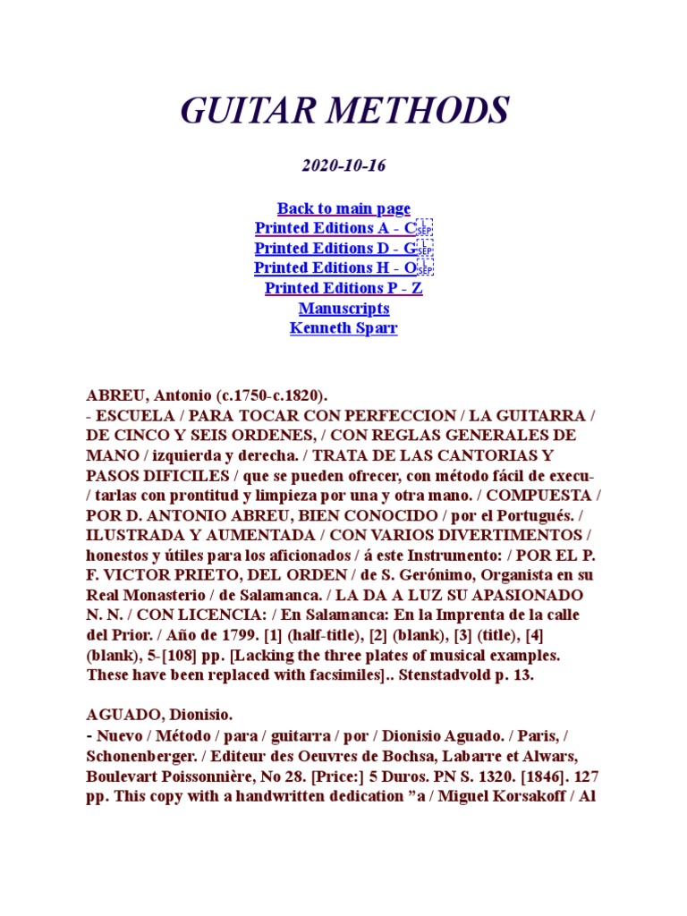 Old Classical Guitar Method List | PDF | Classical Music
