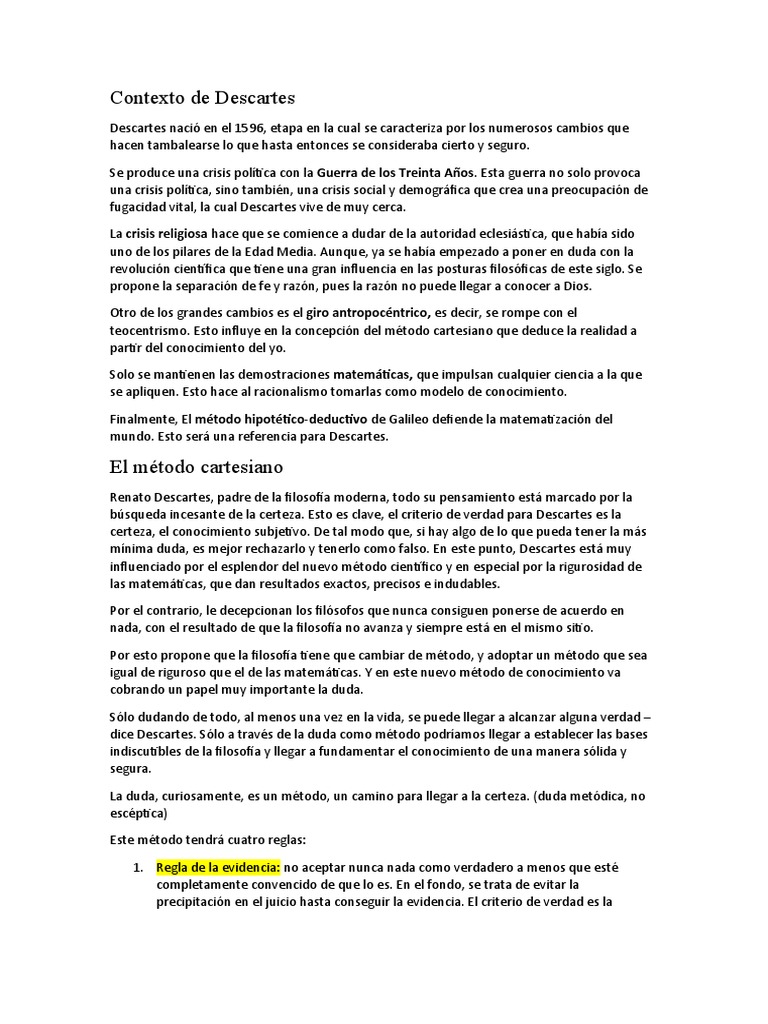 Descartes 2 Bachillerato Aragón | PDF | René Descartes | Método científico