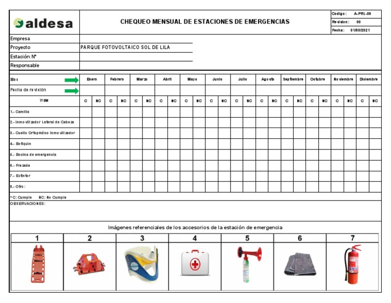 A-PRL-39.00 Check List Estacion de Emergencia | PDF