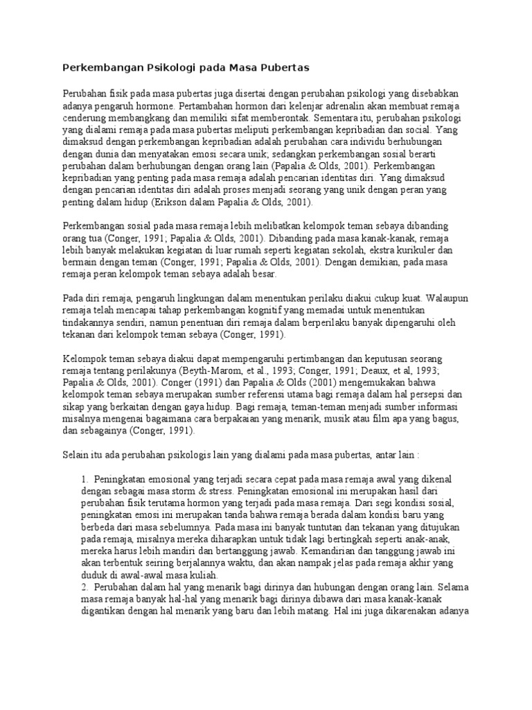 Perkembangan Psikologi Pada Masa Pubertas | PDF | Pengembangan Diri | Sains & Matematika