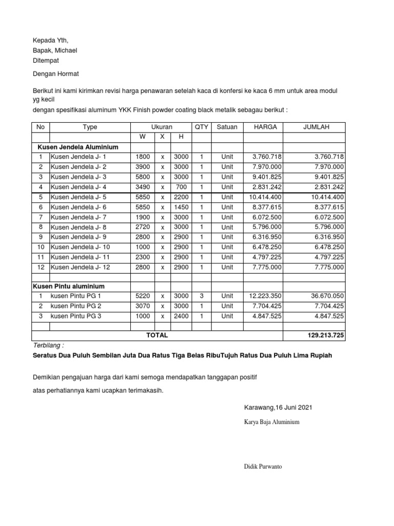 Pengajuan Harga | PDF