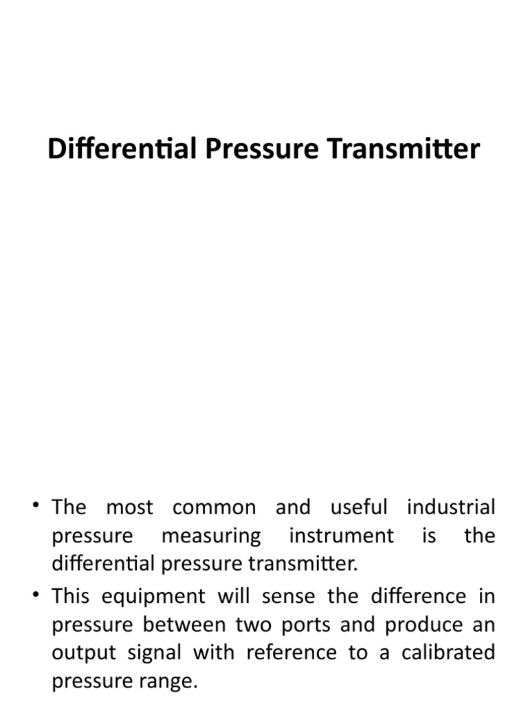 Differential Pressure Transmitter Overview | PDF | Pressure Measurement ...