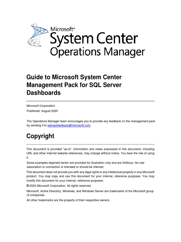 Guide To Microsoft System Center Management Pack For SQL Server ...
