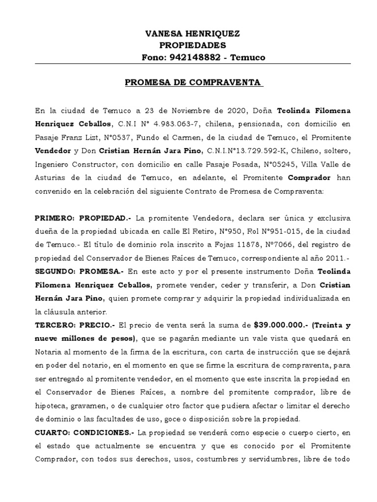 Promesa de Compraventa | PDF | Propiedad | Hipoteca Comercial