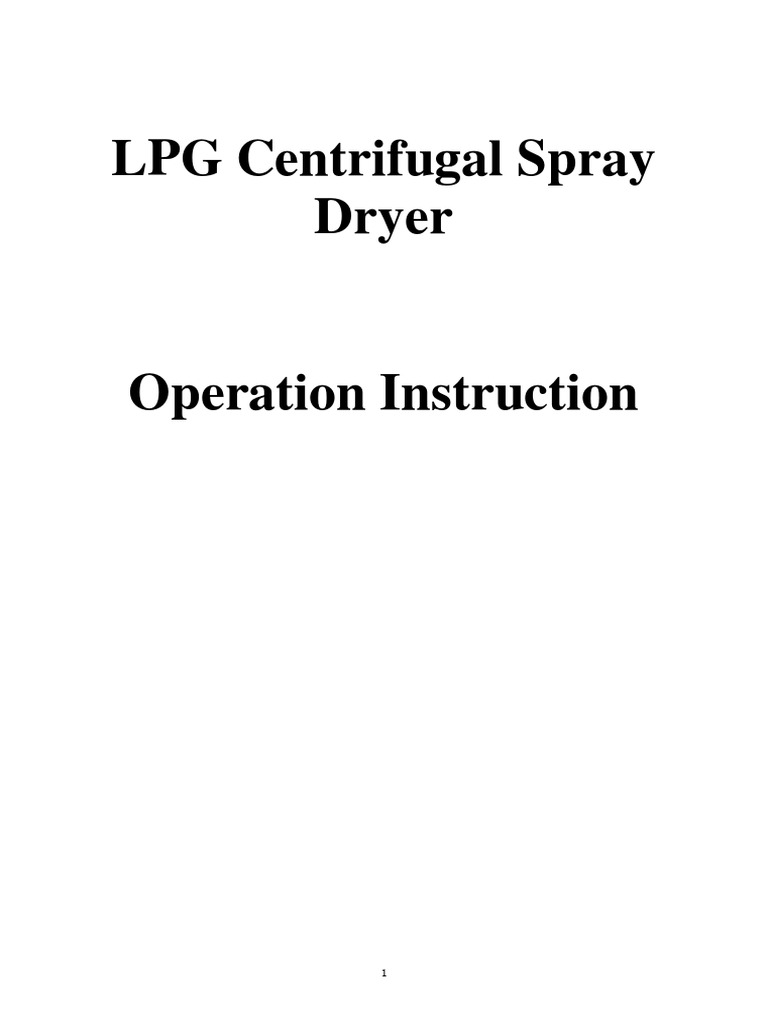 Manual of Spray Dryer No.1 - Spray Dryer | PDF | Clothes Dryer | Valve