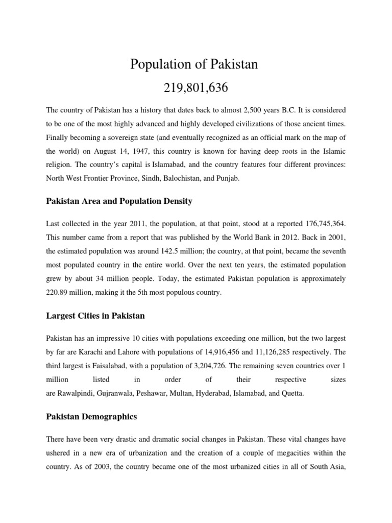 Pakistan Population Analysis: A Comprehensive Look at Demographic ...
