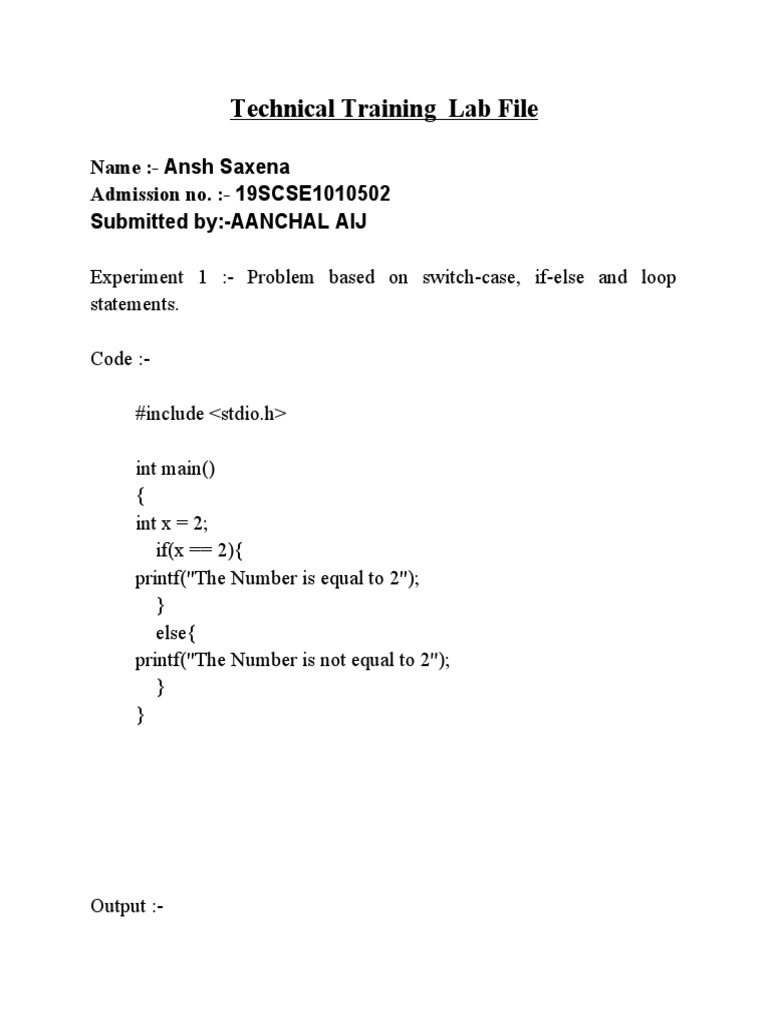 TT LAB FILE - Ansh Saxena - 19SCSE1010502 | PDF | Computer Programming ...