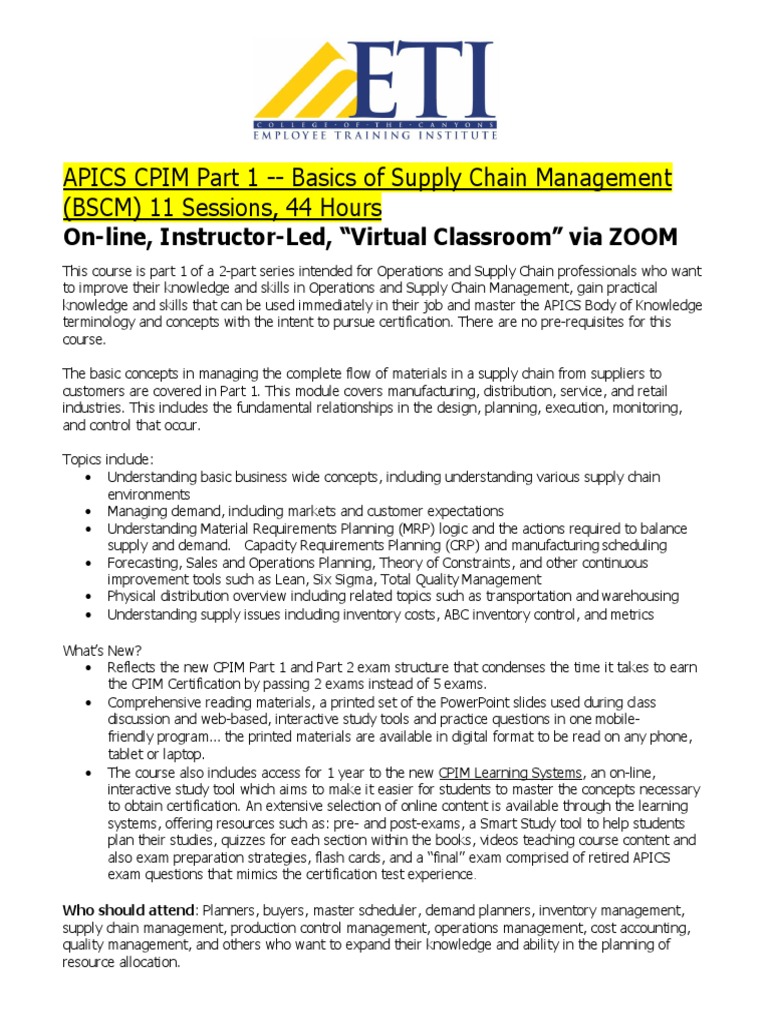 APICS CPIM Part 1 4 13 21 | PDF | Supply Chain Management | Business