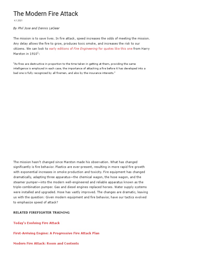 Modern Fire Attack Strategies | PDF | Firefighter | Fires