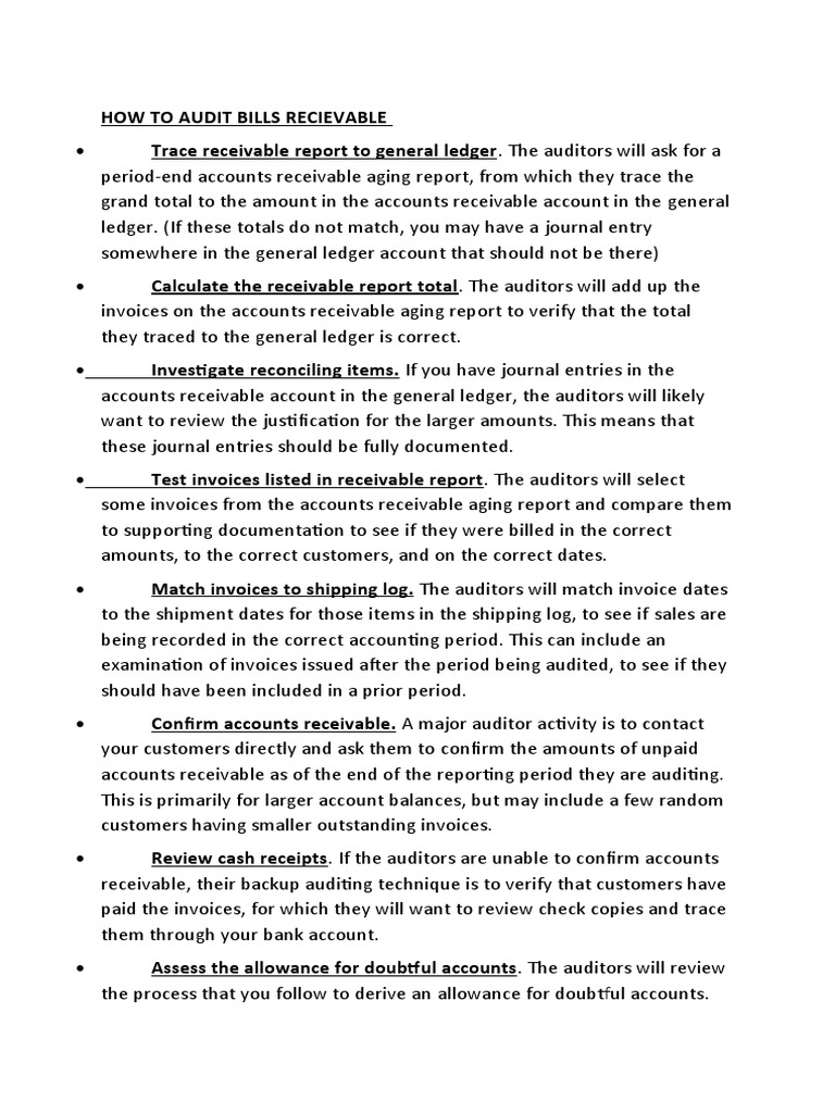 Auditing Accounts Receivable Process | PDF | Audit | Receipt