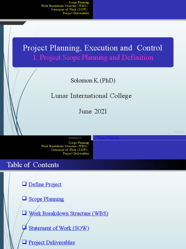 Project Planning, Execution and Control | PDF | Project Management ...