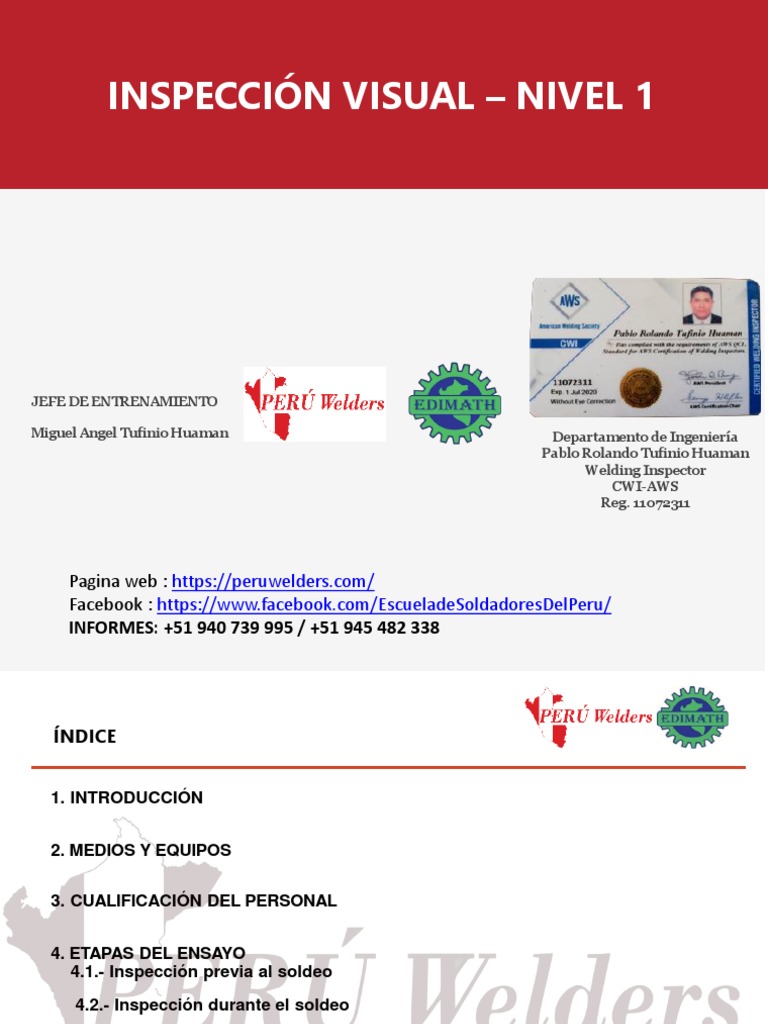 Inspeccion Visual Nivel 1 | PDF | Construcción | Soldadura