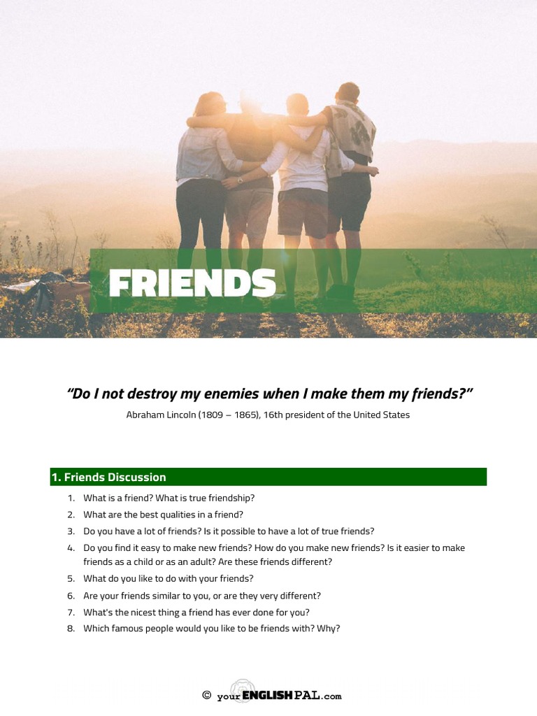 Your English Pal ESL Lesson Plan Friends Student v2 | PDF | Vocabulary ...