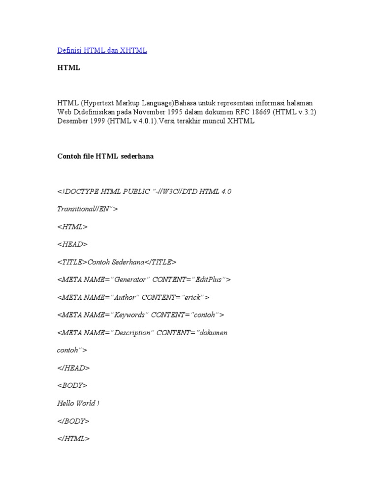 Definisi HTML Dan XHTML | PDF