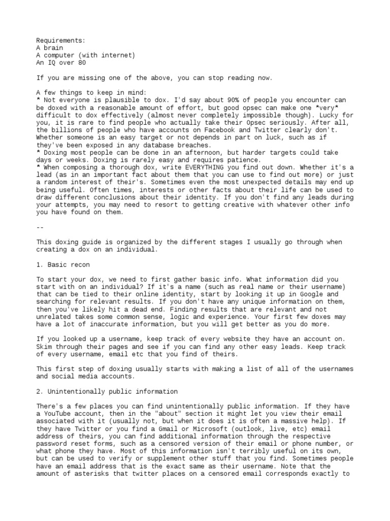 The Ultimate Doxing Guide | PDF | Password | World Wide Web