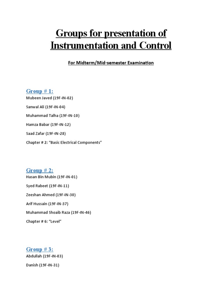 Groups For Presentation of Instrumentation and Control | PDF